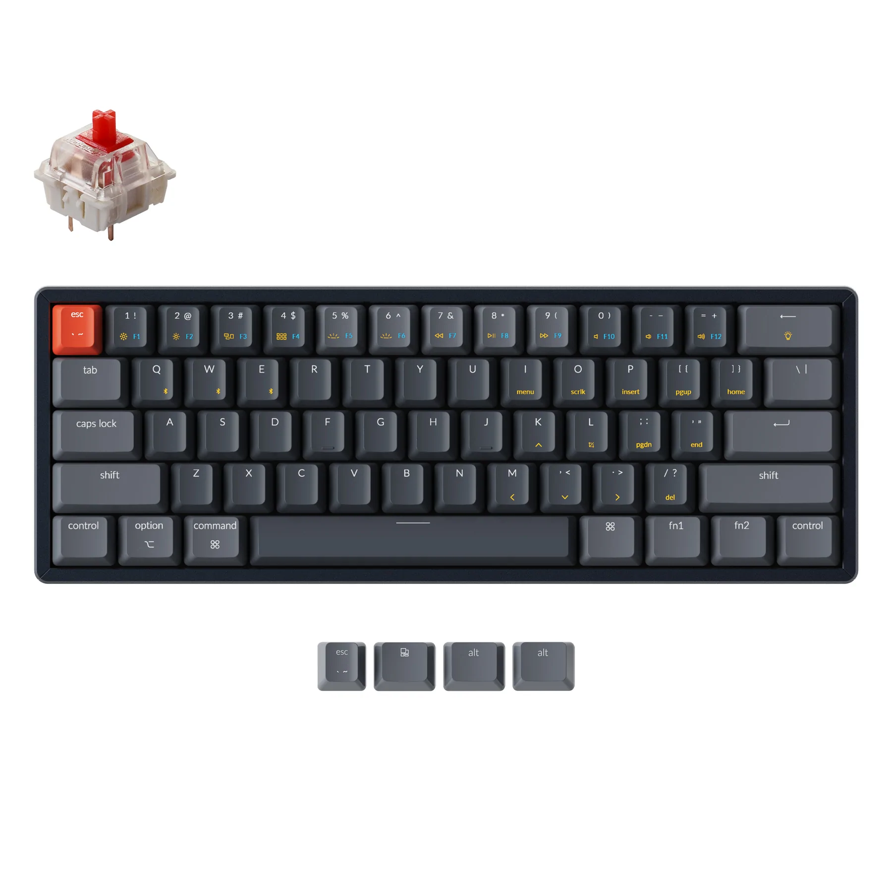 Keychron K12 Gateron G Pro Red Switch Wireless Black US (K12-C1 ...