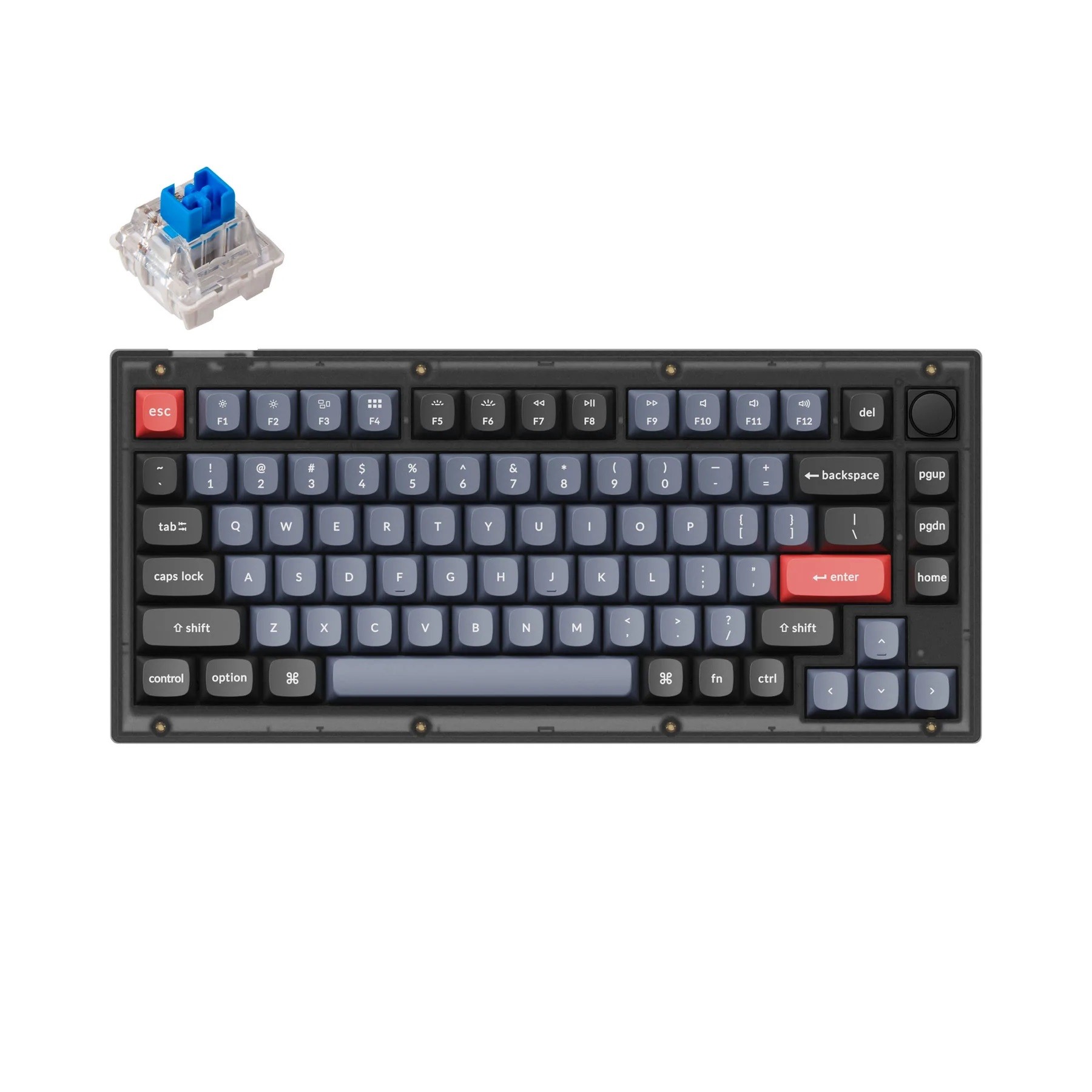 Keychron V1 75% Mechanical Keyboard (ANSI, Frosted Black, RGB, Hot-swap ...